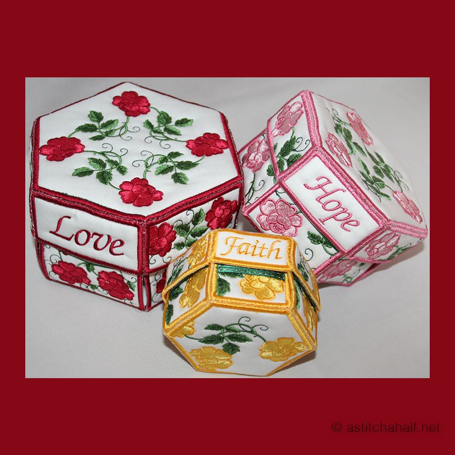 Rose Nesting Boxes - aStitch aHalf