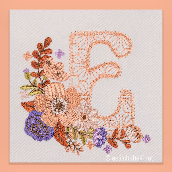 Autumn and Lace Monogram Monogram E - aStitch aHalf