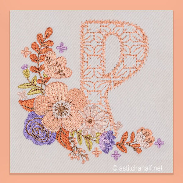 Autumn and Lace Monogram Monogram P - aStitch aHalf