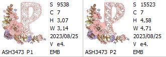 Autumn and Lace Monogram Monogram P - aStitch aHalf