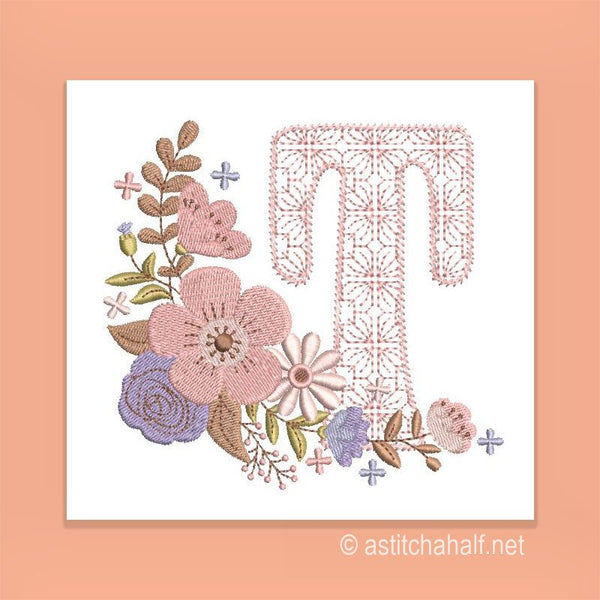 Autumn and Lace Monogram Monogram T - aStitch aHalf