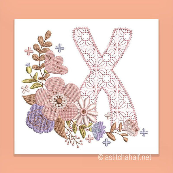 Autumn and Lace Monogram Monogram X - aStitch aHalf