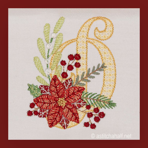 Scarlet Symphony Monogram Letter D - aStitch aHalf