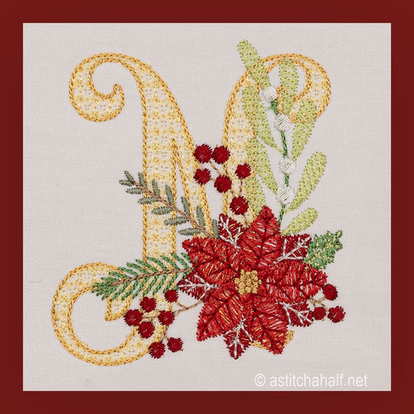Scarlet Symphony Monogram Letter N - aStitch aHalf