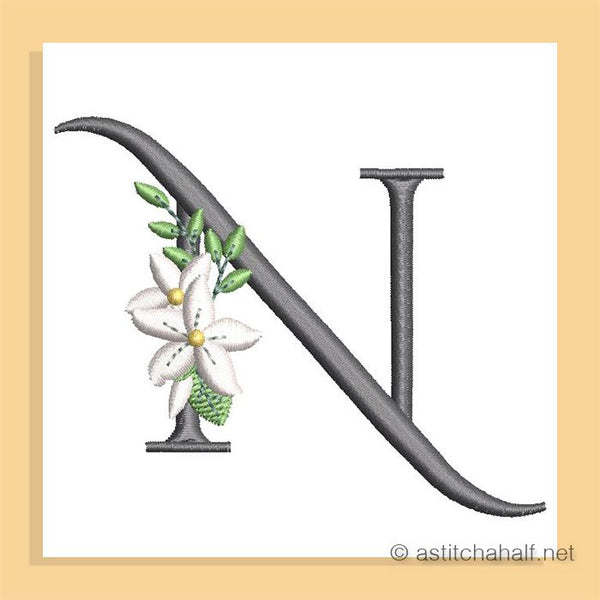 Snow Bouquet Letter N - aStitch aHalf