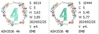 Botanic Crescendo Monogram Number 4 - aStitch aHalf
