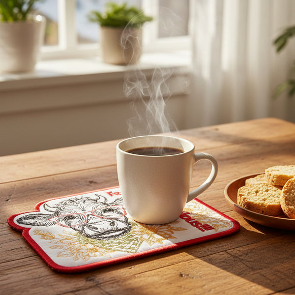 Feeling Moovelous Bull with glasses Mug rug Bundle - aStitch aHalf