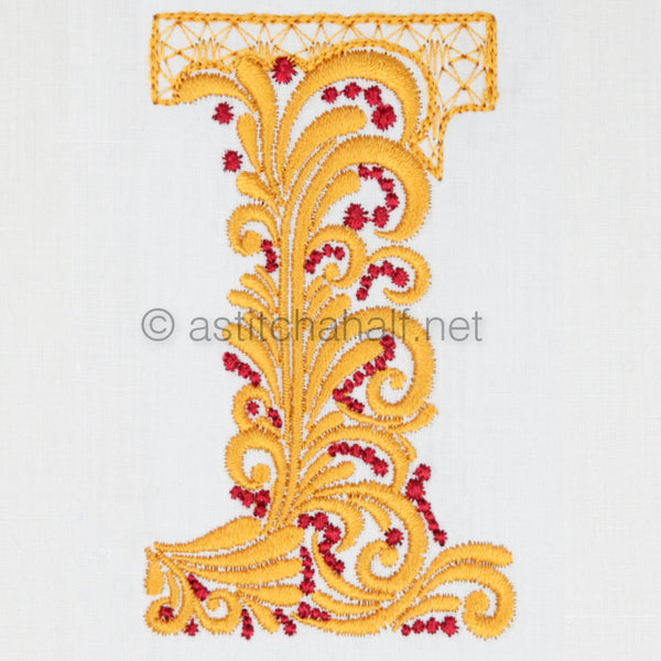 Fireside Monogram Letter I - aStitch aHalf