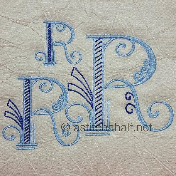 Stunning Swirls Monogram R - aStitch aHalf