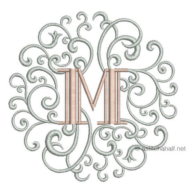 Rococo Dreams Monogram Letters M - aStitch aHalf