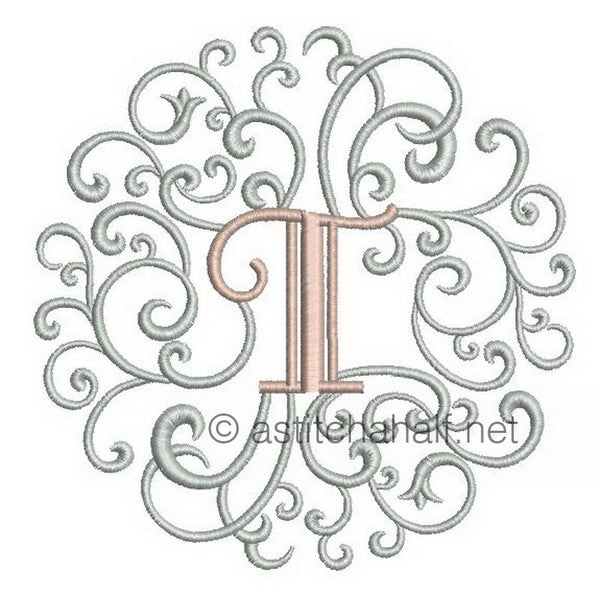 Rococo Dreams Monogram Letters T - aStitch aHalf
