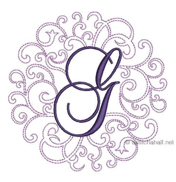 Regal Curls Monogram Letters G - aStitch aHalf