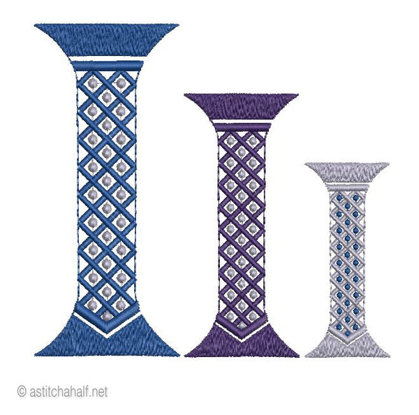 Tudor Monogram Letters I - aStitch aHalf