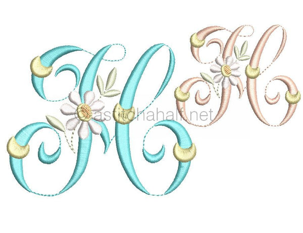 Summer Dance Monogram Letter H - aStitch aHalf