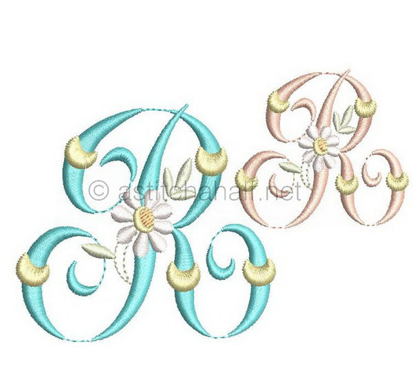 Summer Dance Monogram Letter R - aStitch aHalf