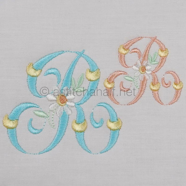 Summer Dance Monogram Letter R - aStitch aHalf
