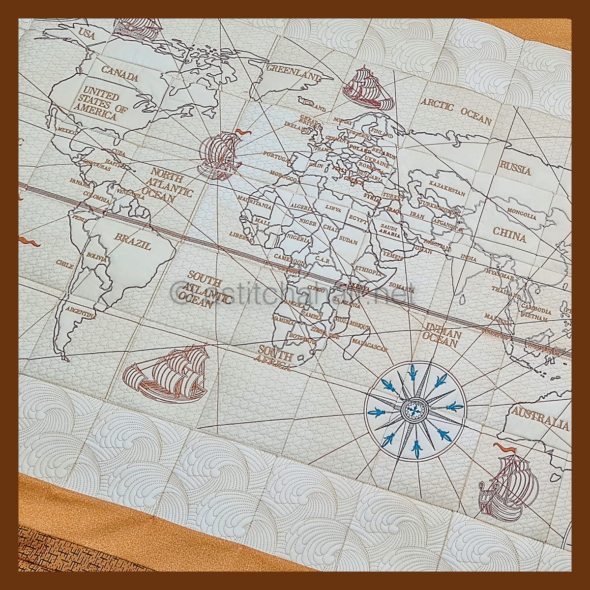 Antique World Map Quilt Combo - aStitch aHalf