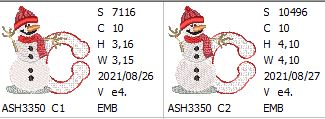 Snowflakes and Snowmen Monogram Letter C - aStitch aHalf