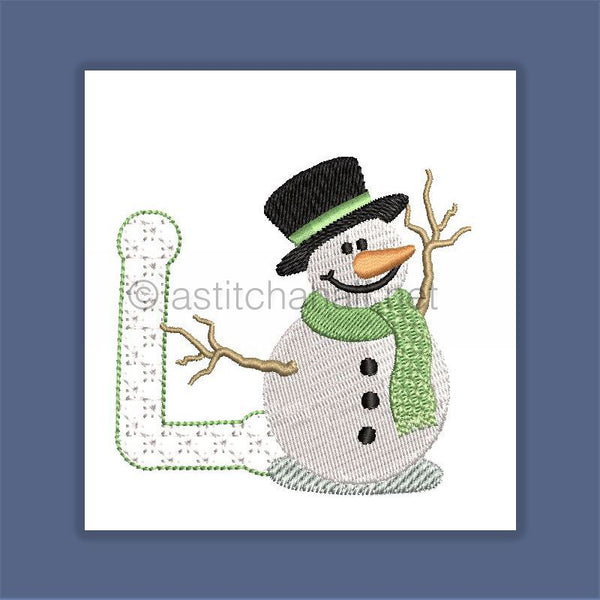 Snowflakes and Snowmen Monogram Letter L - aStitch aHalf