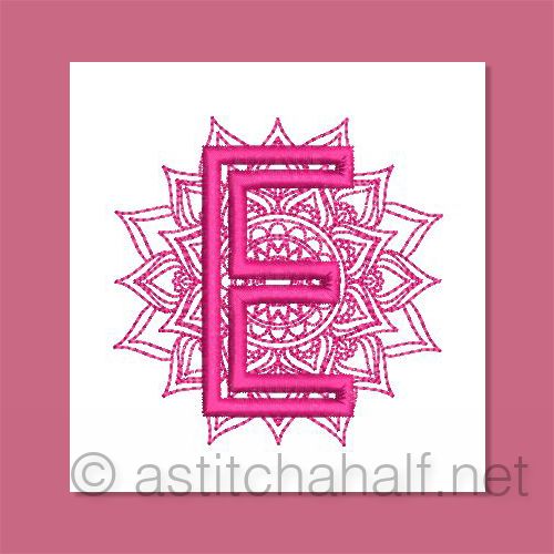 Monarch Mandala Monogram Letter E - aStitch aHalf