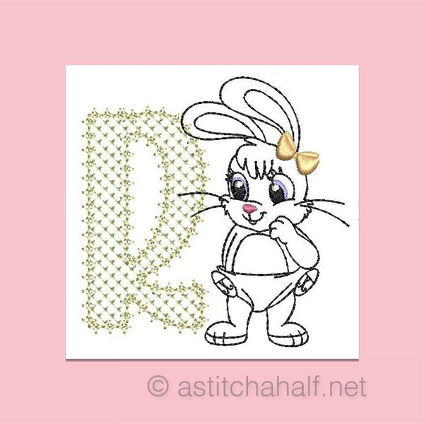 Cottontail Bliss Monogram Letter R - aStitch aHalf