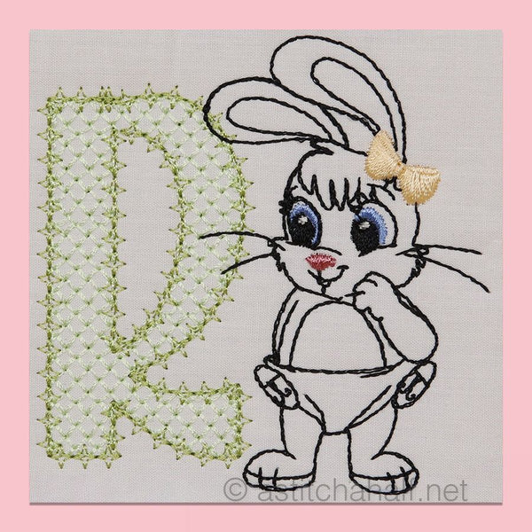 Cottontail Bliss Monogram Letter R - aStitch aHalf