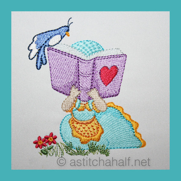 Reading Miss Bonnet - aStitch aHalf