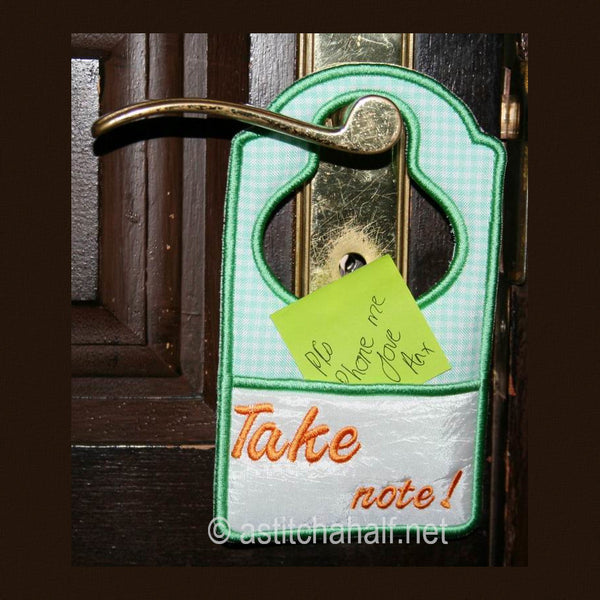 Take Note Door Hanger - aStitch aHalf
