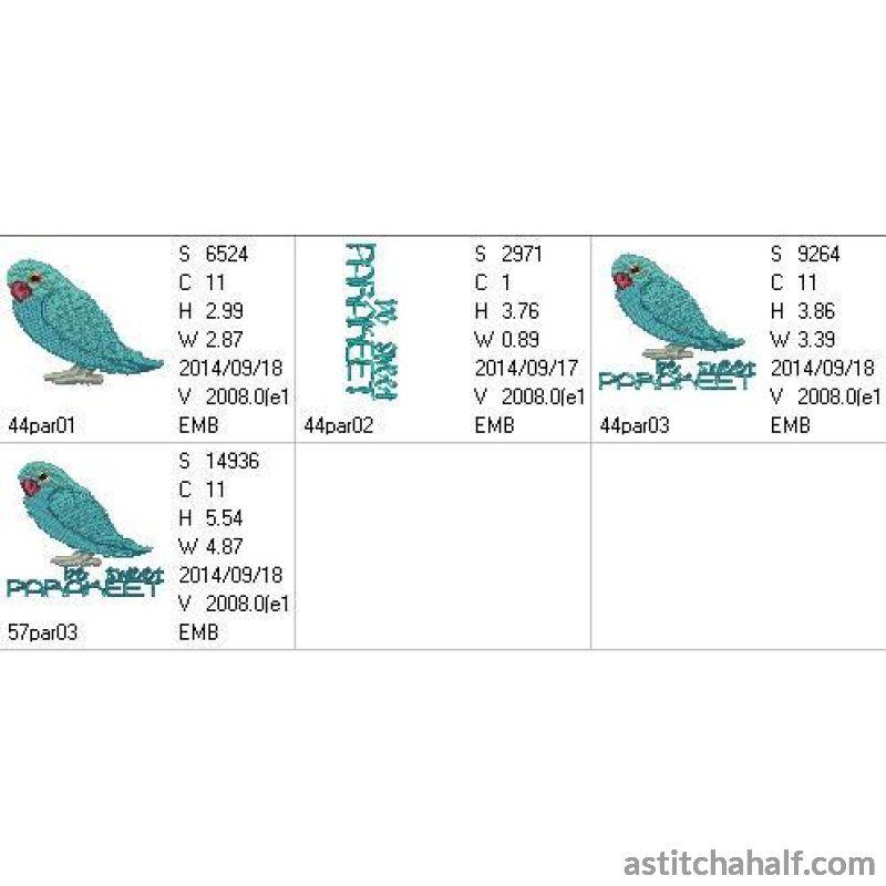 Be sweet Parakeet - aStitch aHalf