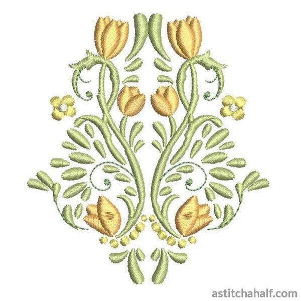 Lacy Corner with Tulips and Daisies Combo - aStitch aHalf