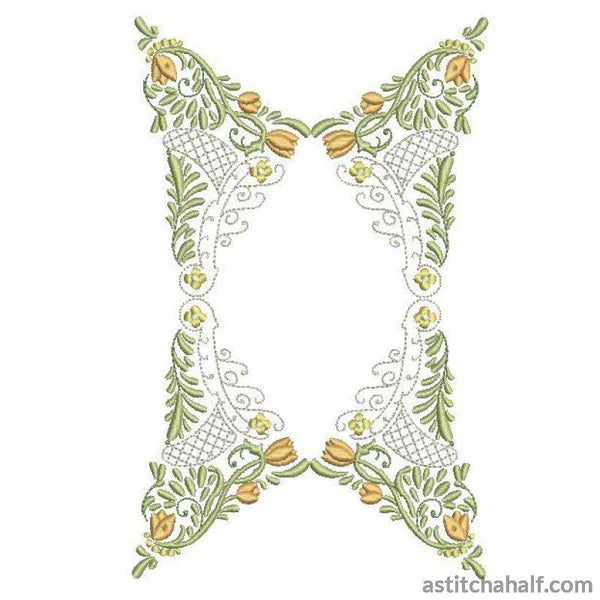 Lacy Corner with Tulips and Daisies Combo - aStitch aHalf