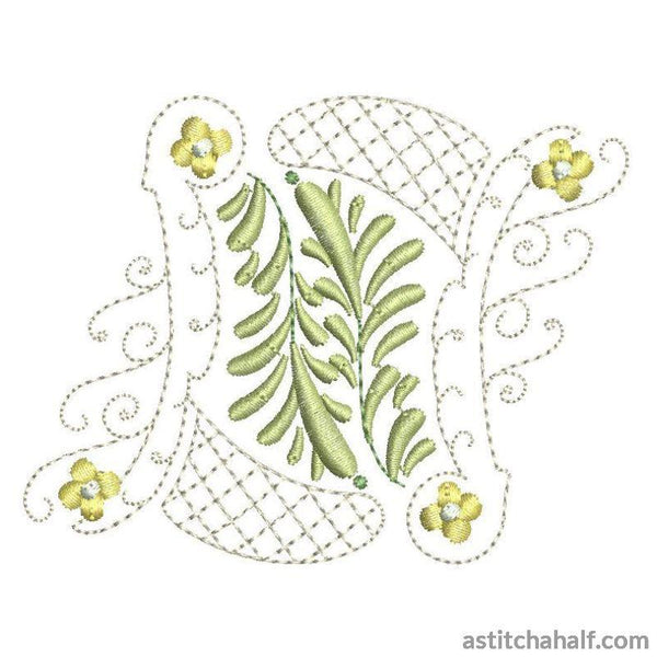 Lacy Corner with Tulips and Daisies Combo - aStitch aHalf
