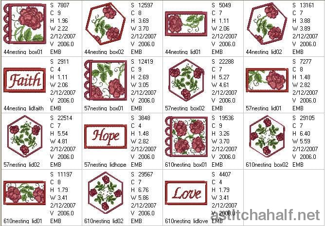 Rose Nesting Boxes - aStitch aHalf